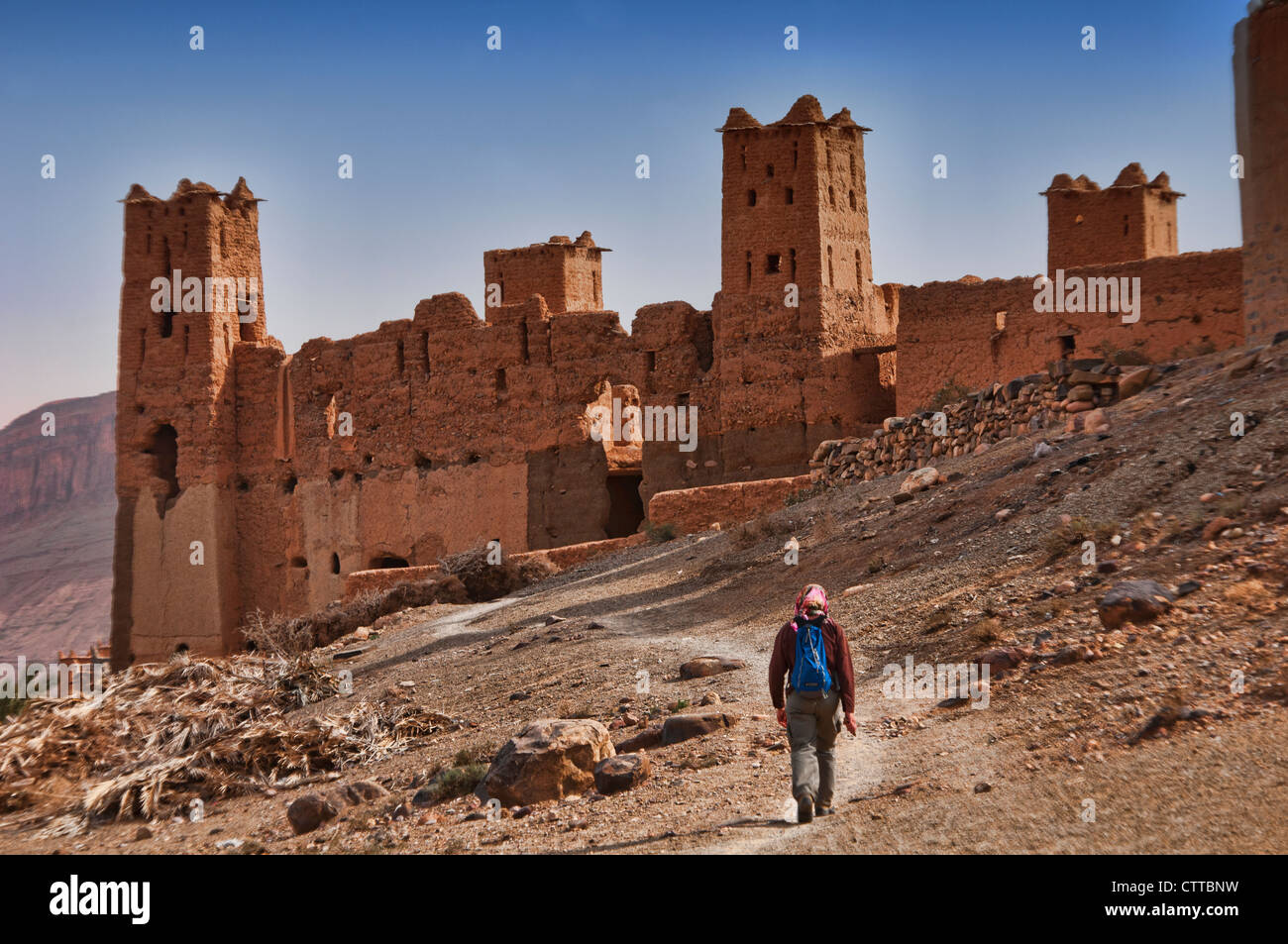 the ancient kasbah of N'Kobs in the Draa Valley, Morocco Stock Photo ...