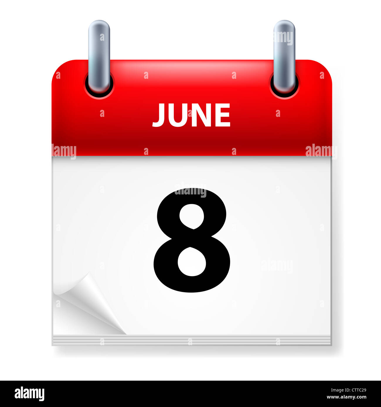 Eighth June in Calendar icon on white background Stock Photo - Alamy