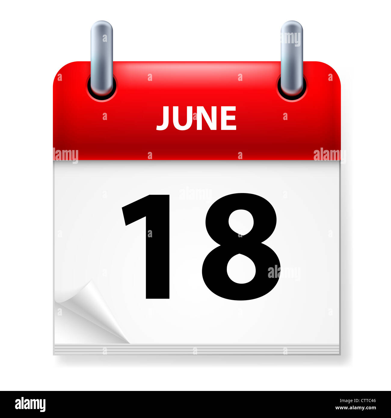 Eighteenth June in Calendar icon on white background Stock Photo - Alamy
