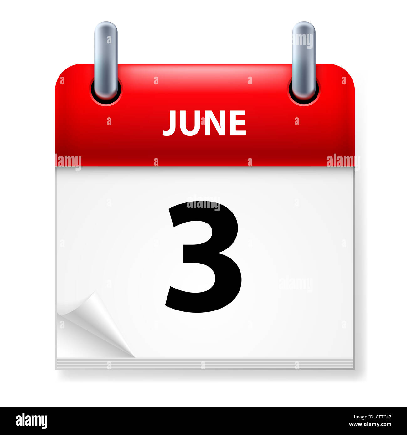 Third June in Calendar icon on white background Stock Photo - Alamy