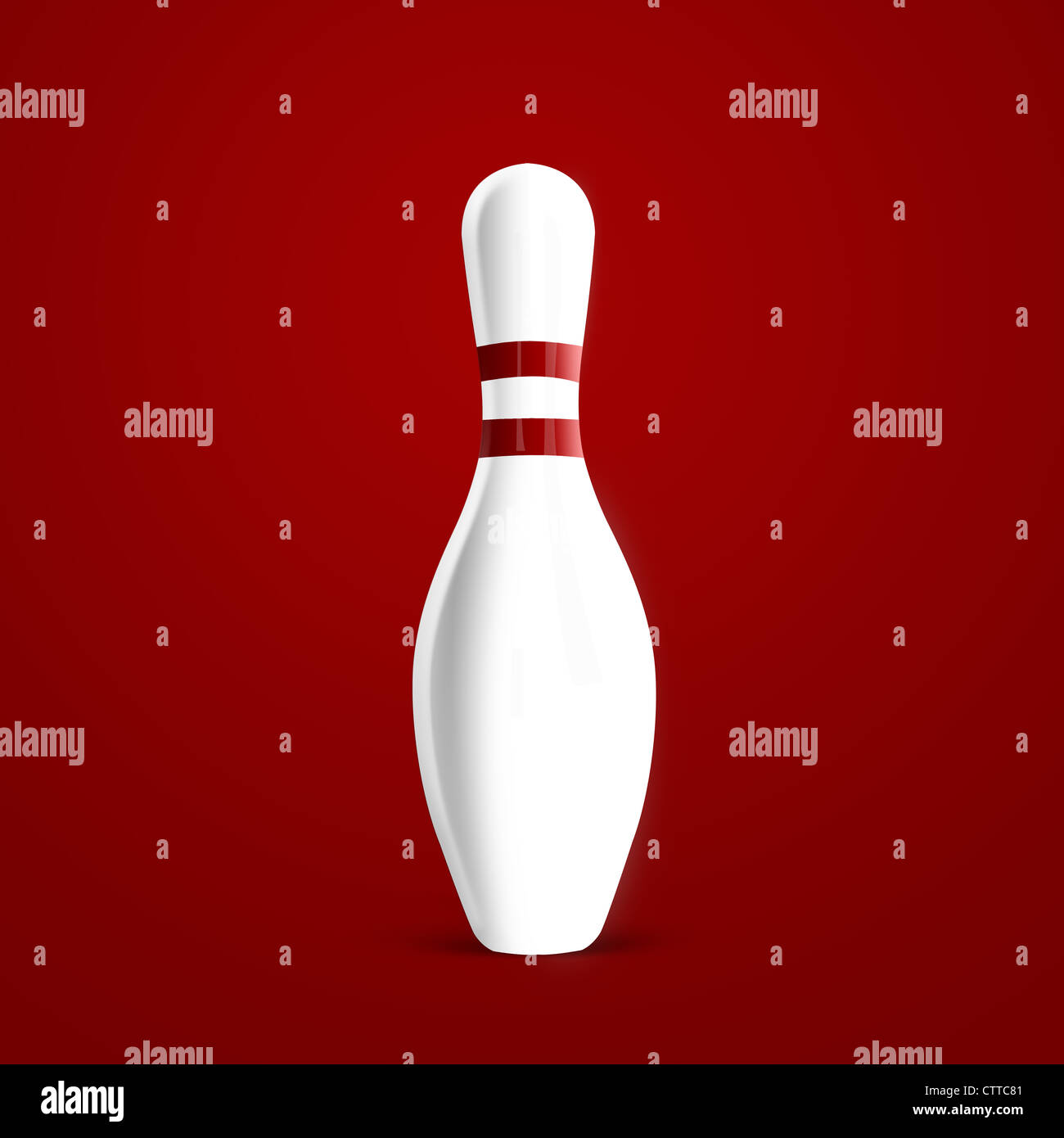 Bowling pins on red background Stock Photo - Alamy