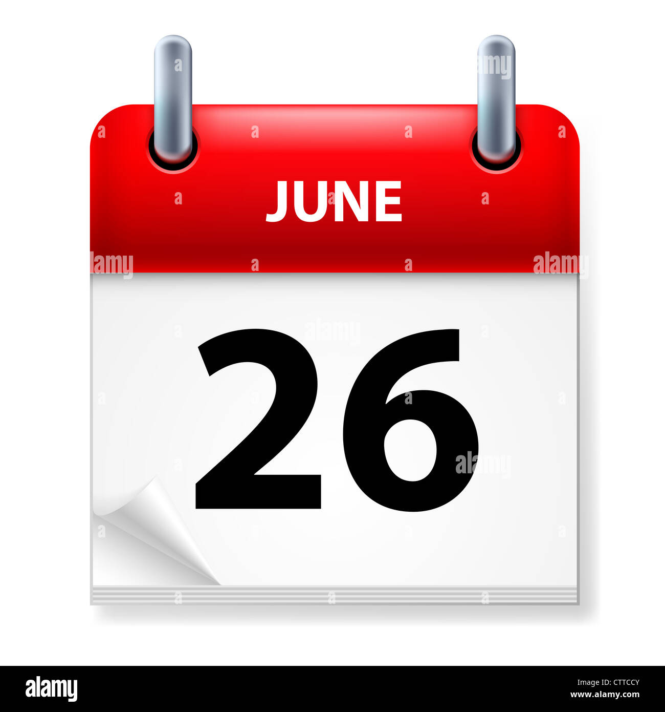 Twenty-six June in Calendar icon on white background Stock Photo - Alamy