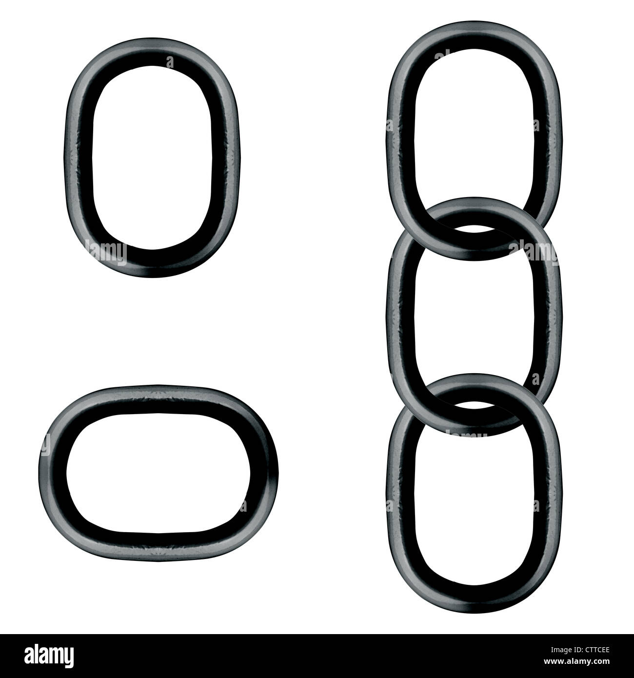 Metal chain parts isolated on white background Stock Photo - Alamy