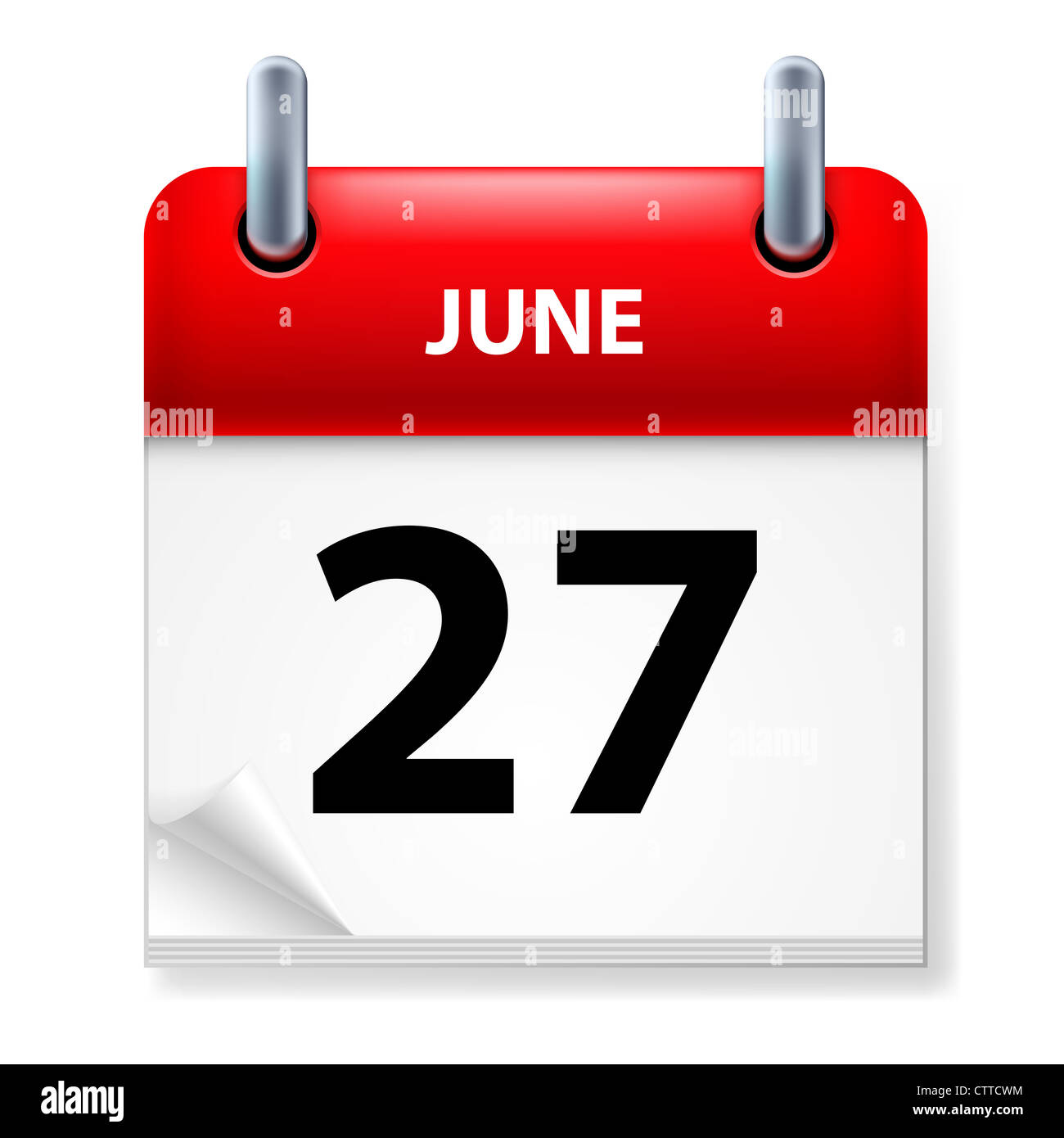 Twenty-seventh June in Calendar icon on white background Stock Photo ...