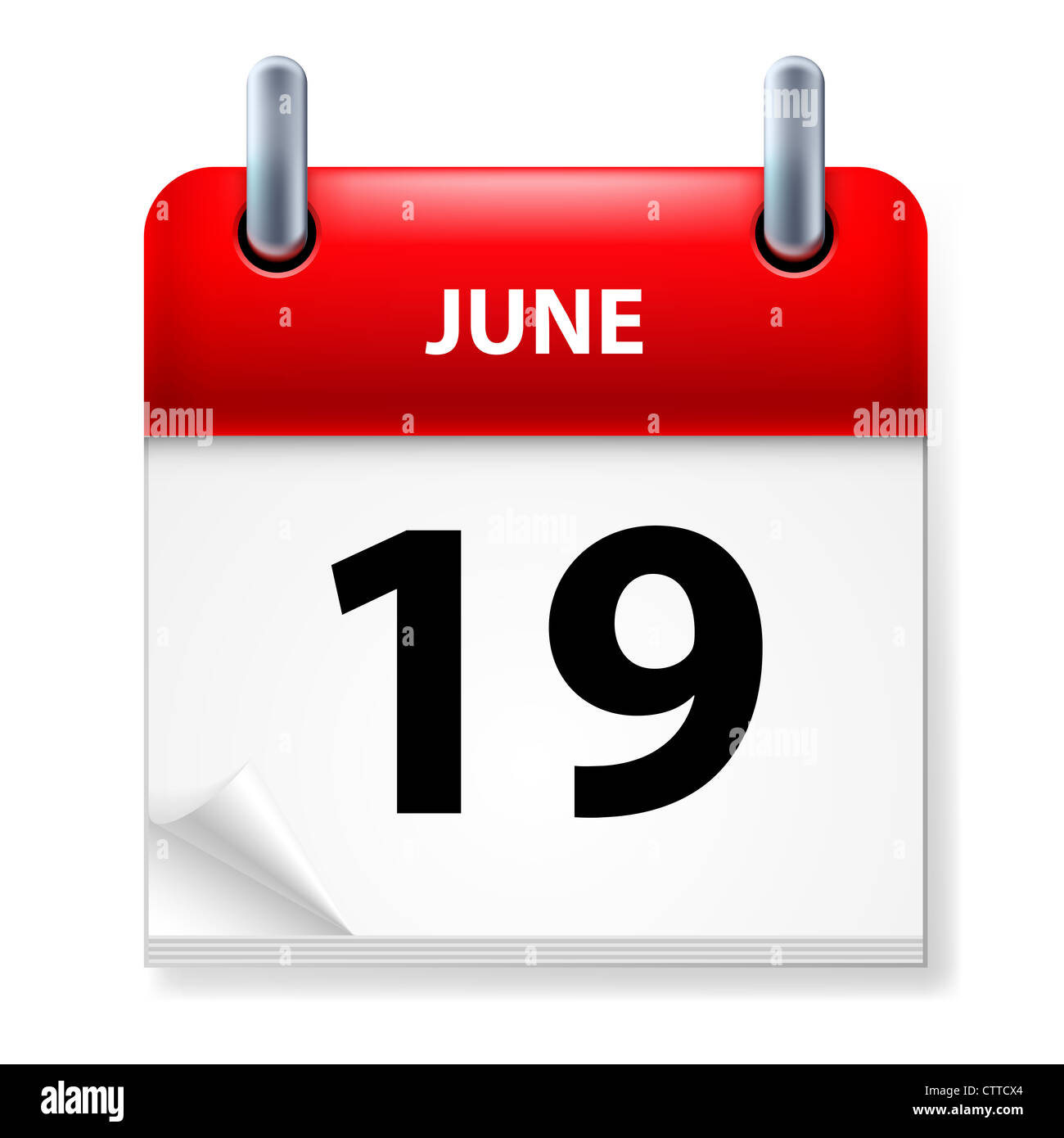 Nineteenth June in Calendar icon on white background Stock Photo - Alamy