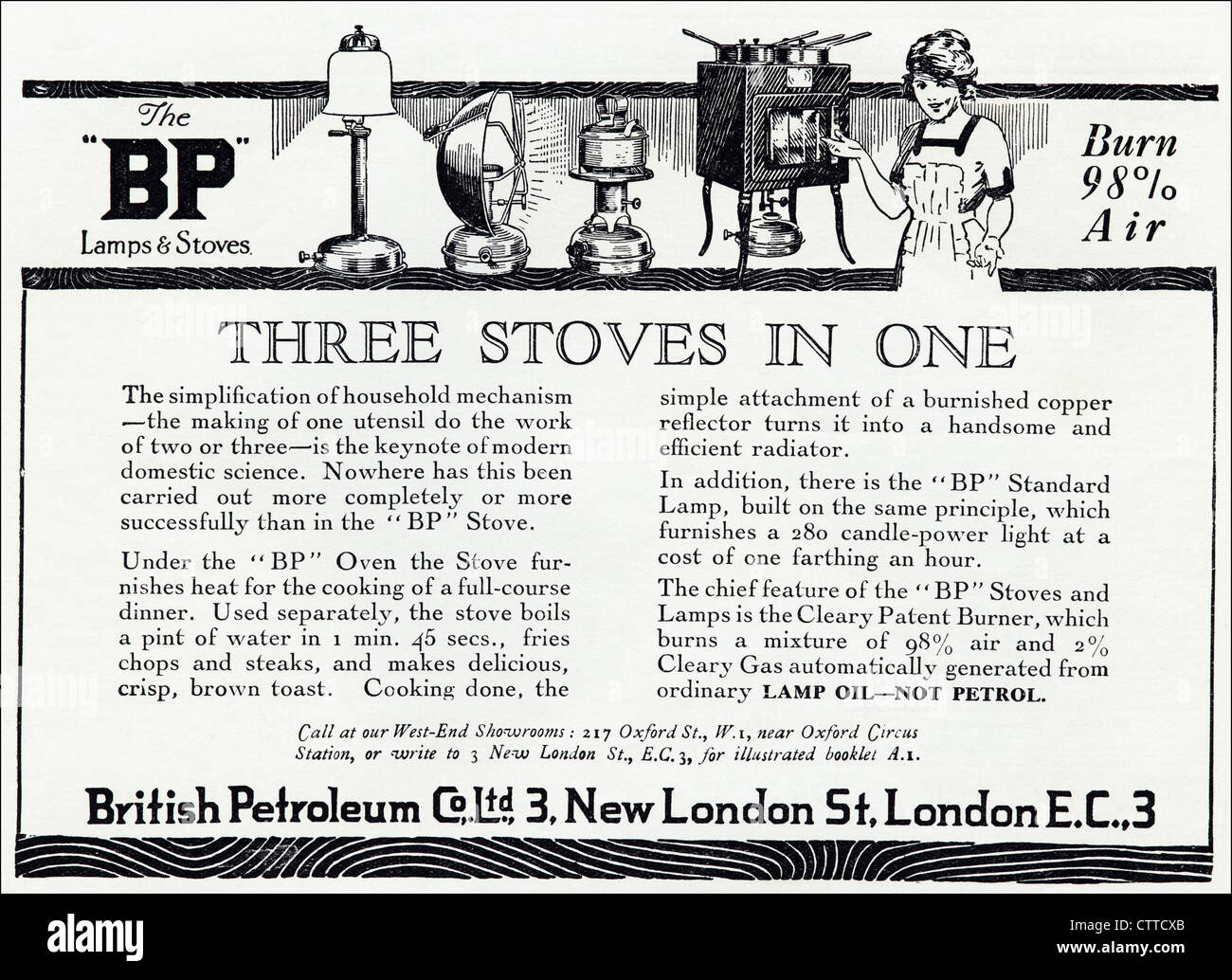 BP LAMPS & STOVES advert. Original 1920s vintage print advertisement in ...