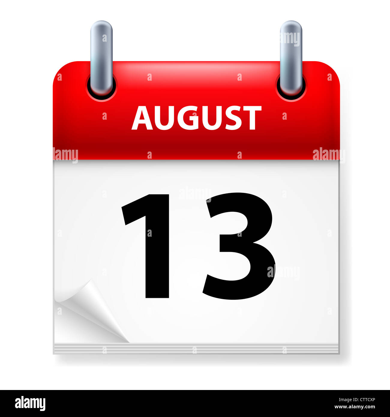 Thirteenth in August Calendar icon on white background Stock Photo - Alamy