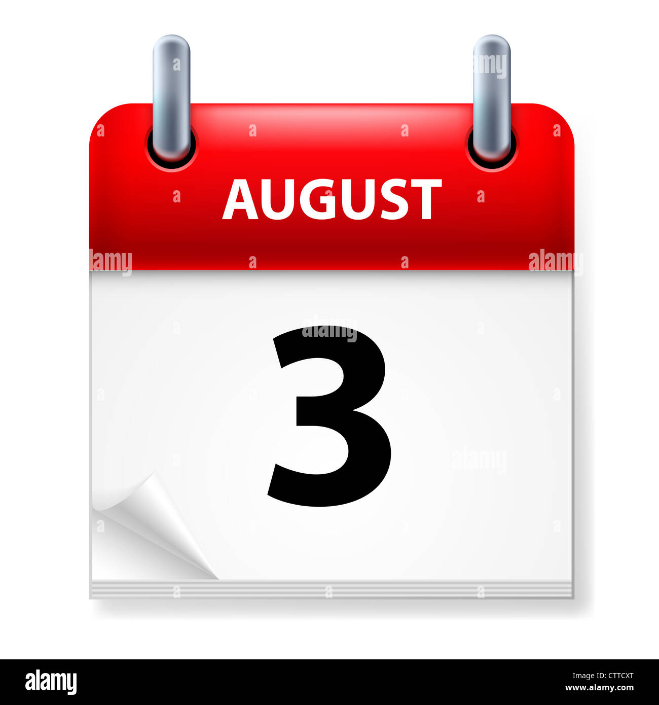 Third in August Calendar icon on white background Stock Photo - Alamy