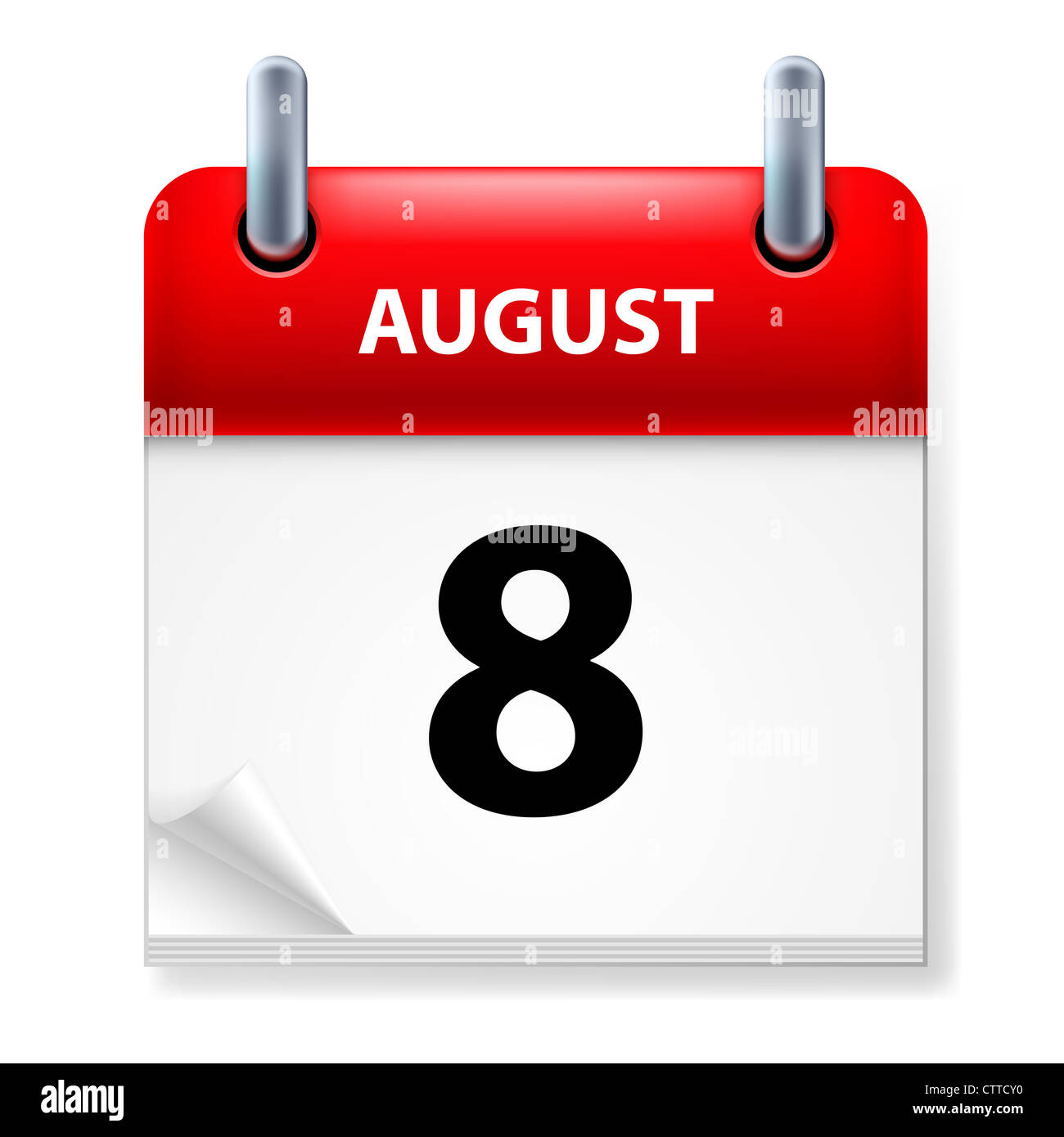 Eighth in August Calendar icon on white background Stock Photo - Alamy