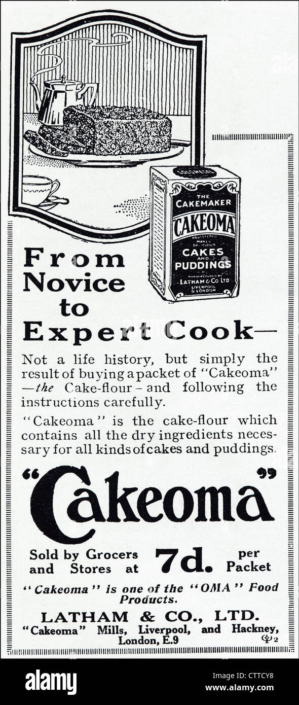 CAKEOMA flour advert for cakes & puddings. Original 1920s vintage print ...