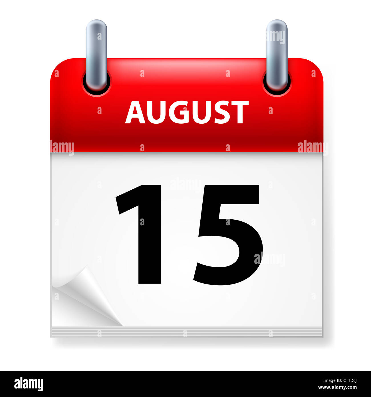 Fifteenth of August Calendar icon on white background Stock Photo - Alamy