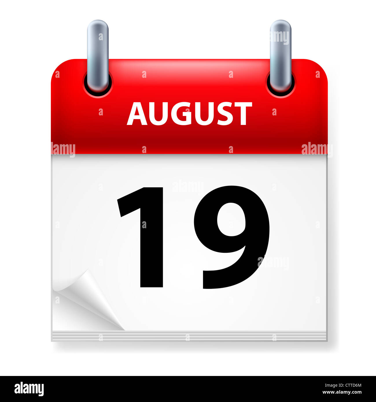 Nineteenth in August Calendar icon on white background Stock Photo - Alamy
