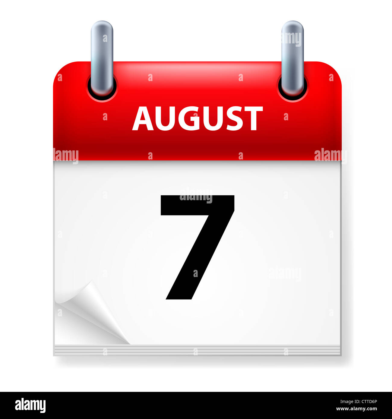 Seventh in August Calendar icon on white background Stock Photo - Alamy