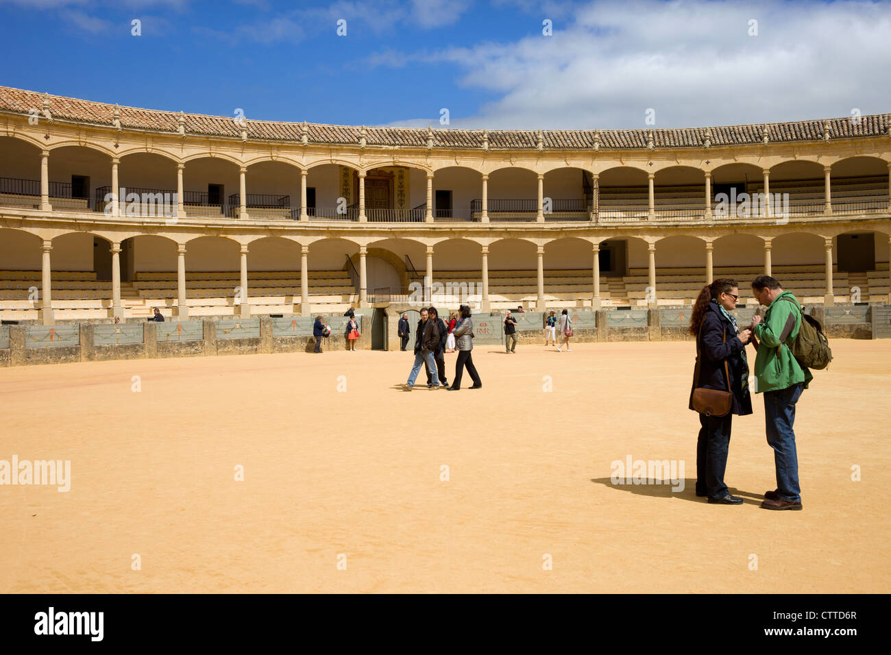 Tourists visiting the Bullring in Ronda, opened in 1785, one of the ...