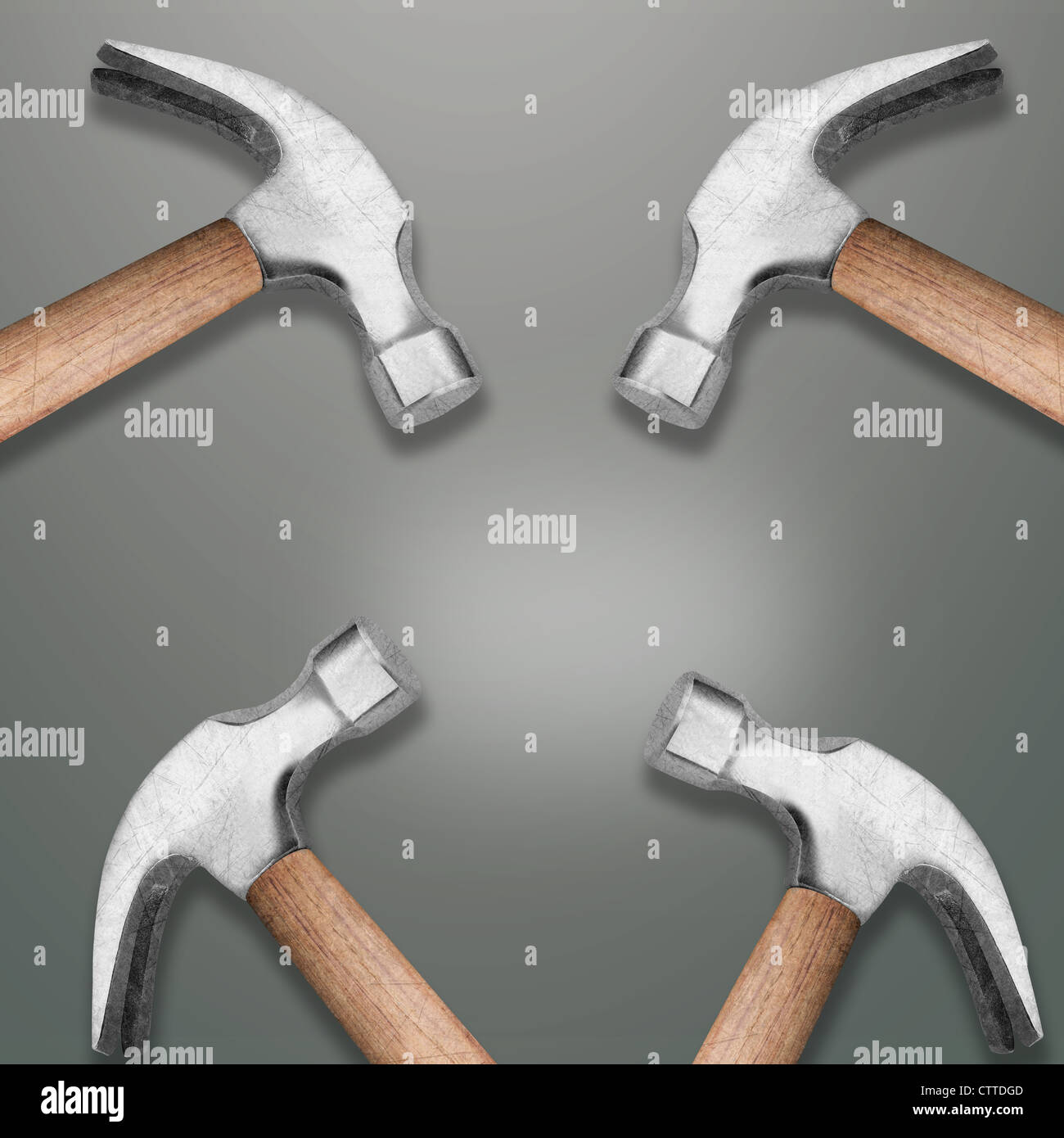 Four Hammers heads with copy space Stock Photo - Alamy