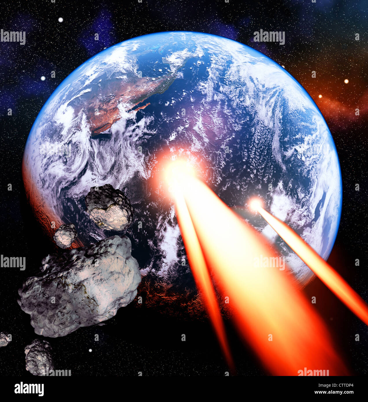 Collision of an asteroid with the Earth Stock Photo - Alamy
