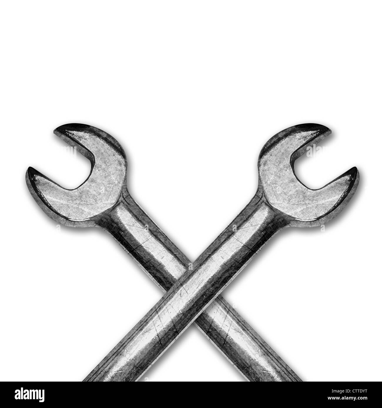 Two spanners or wrenchs on white background Stock Photo - Alamy