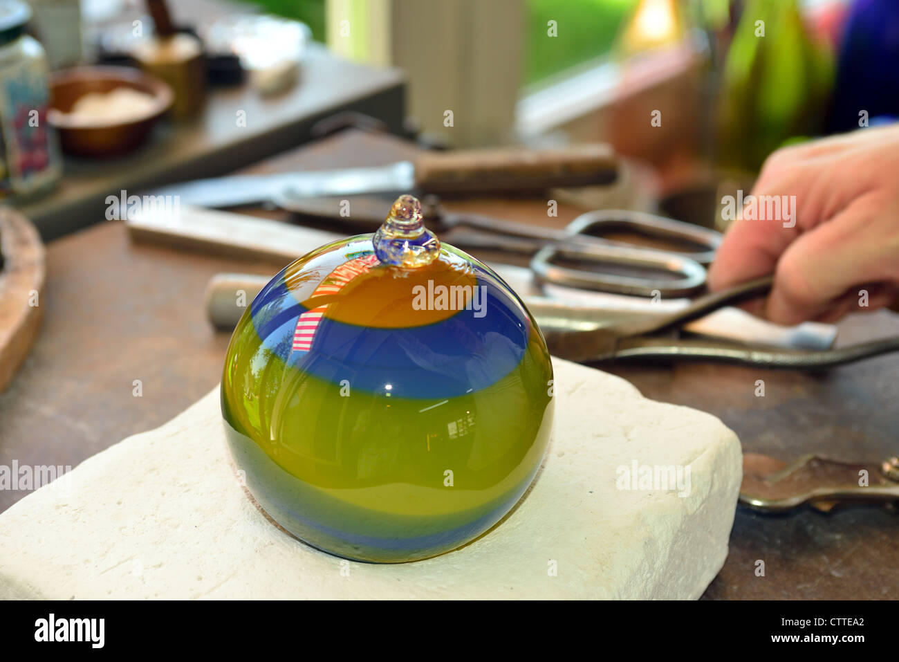 The making of a glass ball Stock Photo - Alamy