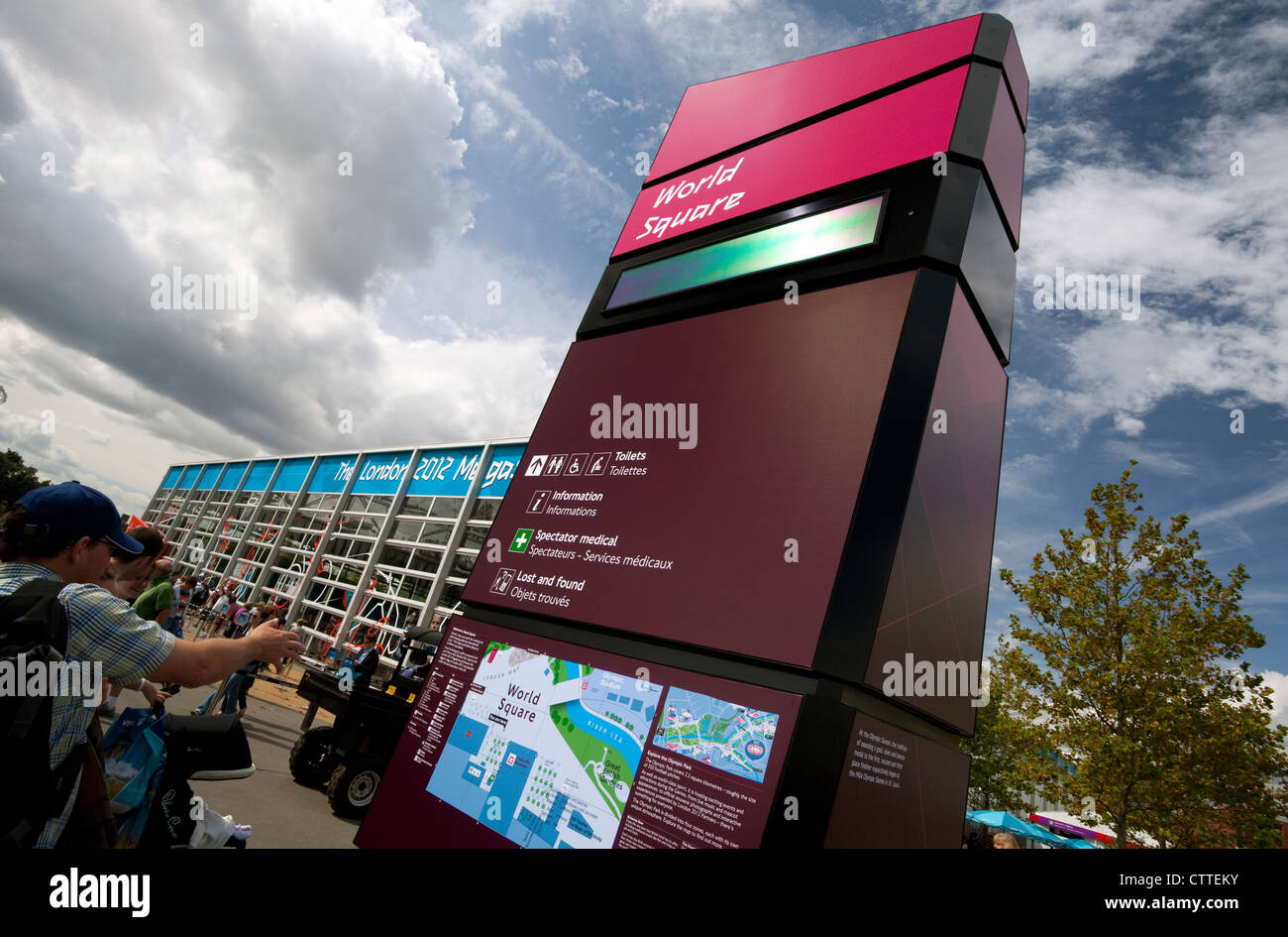 London 2012 Olympic Games - sign for World Square in Olympic Park Stock ...