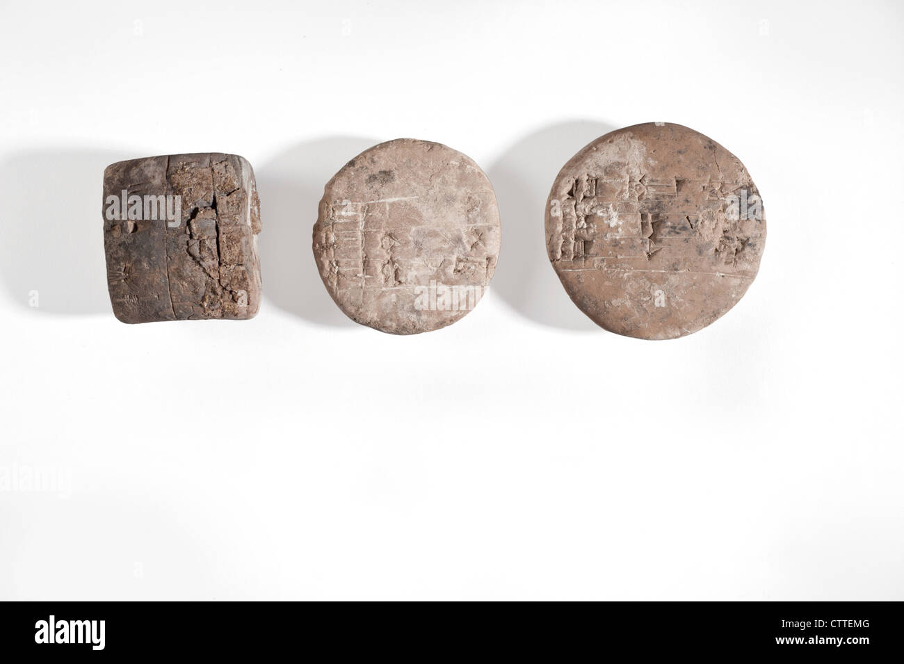 3 pictographic clay tablets with administrative text Uruk Period circa ...