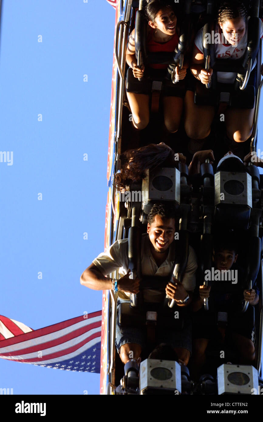 Riders pictured upside down on a carnival ride in Chicago's Logan ...