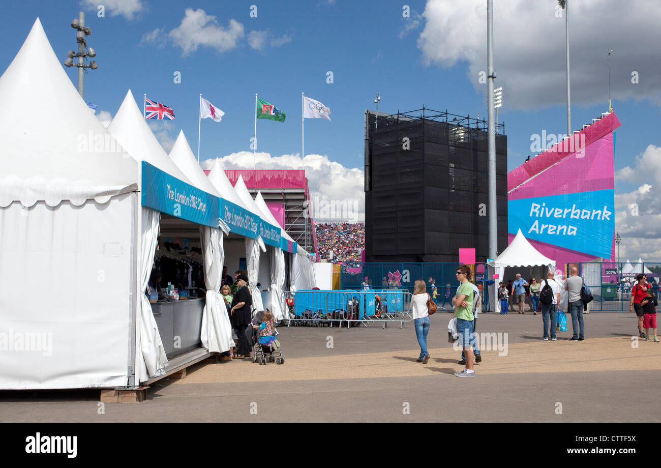 London 2012 Olympic Games - exterior view of Riverbank Arena grandstand ...