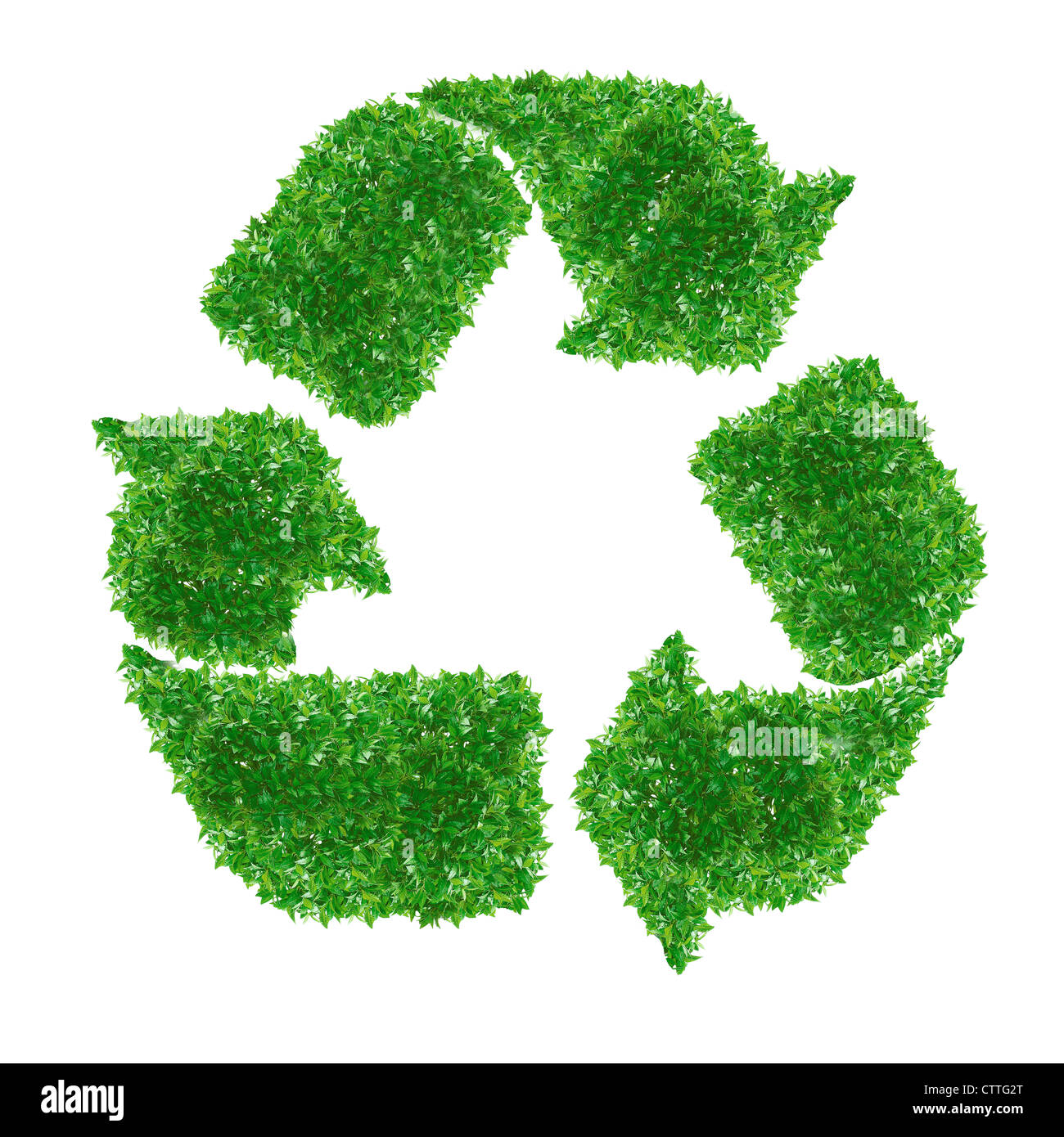 Green recycle Sign made from grass isolated on white Stock Photo - Alamy