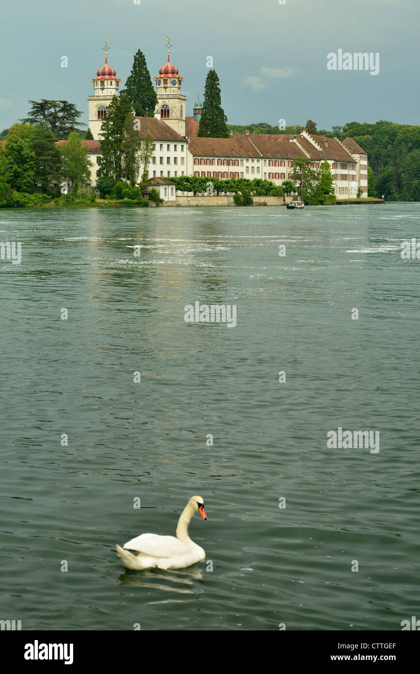 Monastery Rheinau, Switzerland, located at an island in the river Rhine ...