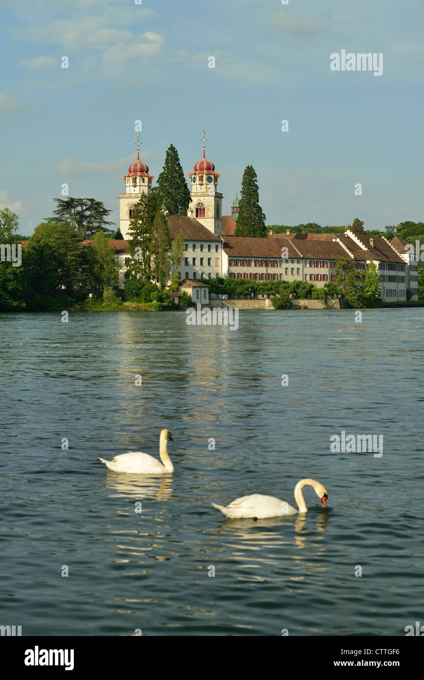 Monastery Rheinau, Switzerland, located at an island in the river Rhine ...