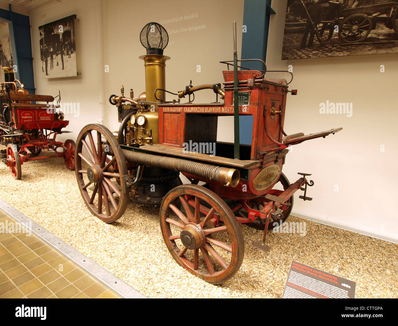 The 1882 Shand, Mason & Co. horse-drawn steam fire engine, displayed at ...
