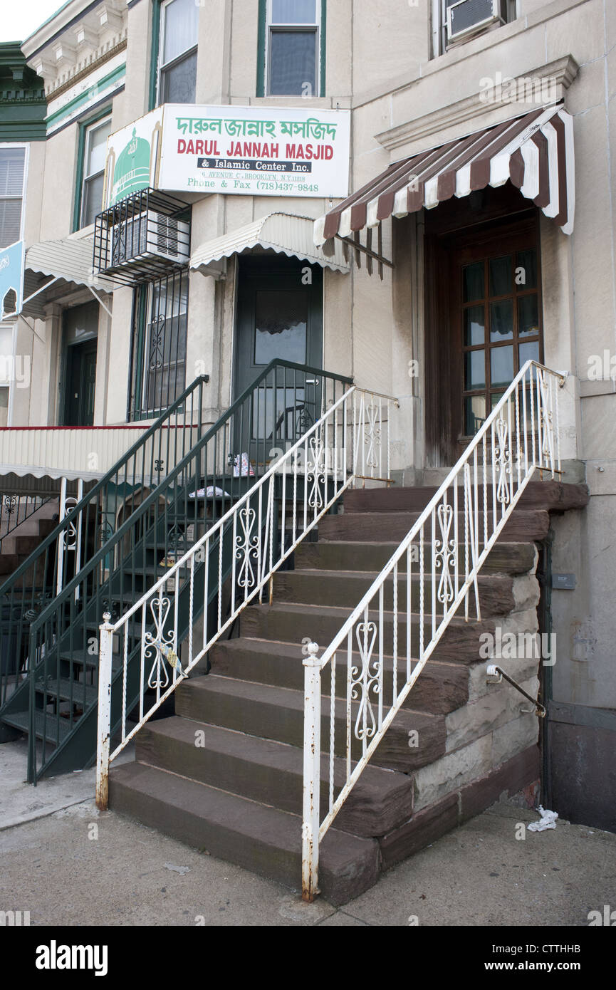 Mosque located in a limestone, attached building in the Boro Park ...