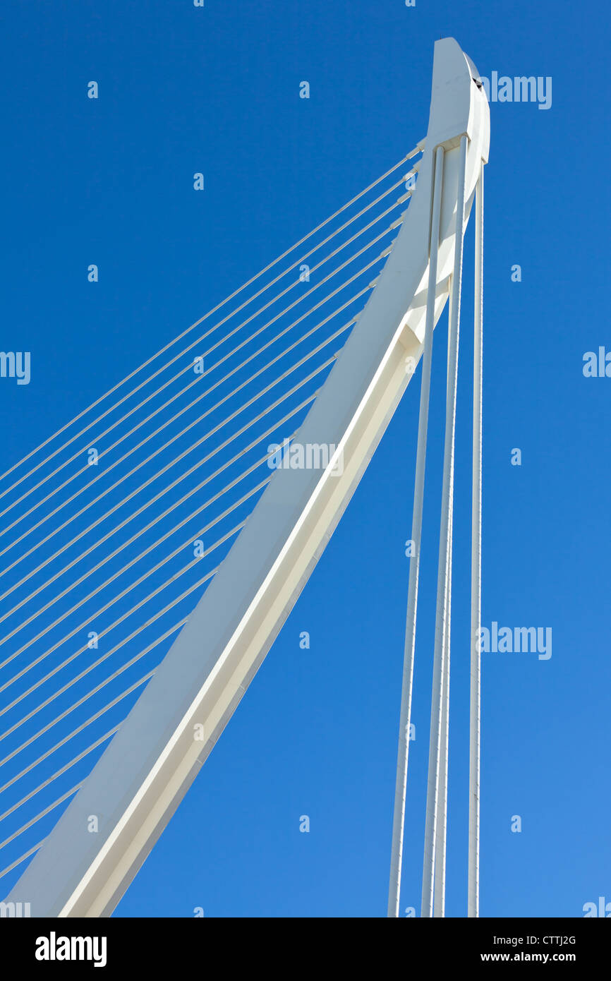 Modern bridge geometry: white against bright blue Stock Photo - Alamy