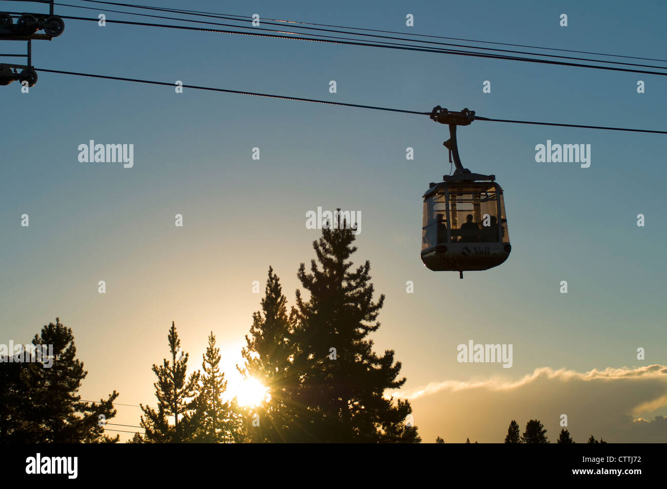 Gondola car with people in summer, Vail Mountain, Vail Colorado Stock ...