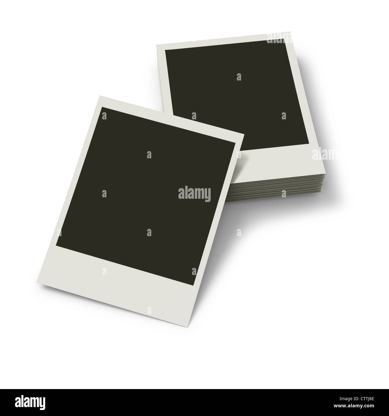Many instant prints photo frames on white background Stock Photo - Alamy