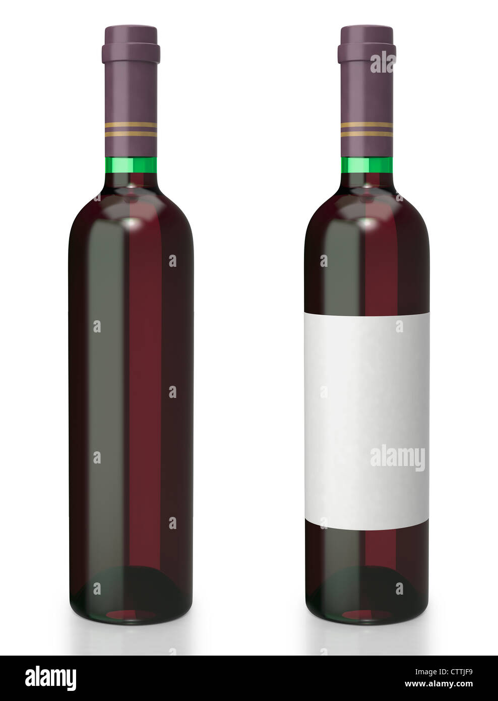 Red wine bottle with blank label and no label on white background Stock ...