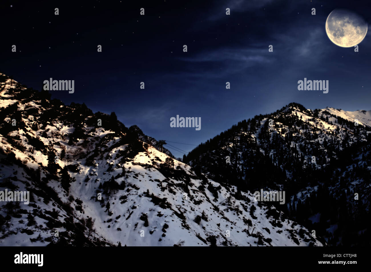 Moon night sky mountains stars hi-res stock photography and images - Alamy