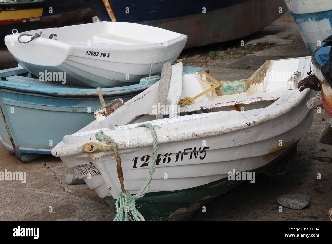 Fishing boats, Winston Churchill Bay, Madeira Stock Photo - Alamy