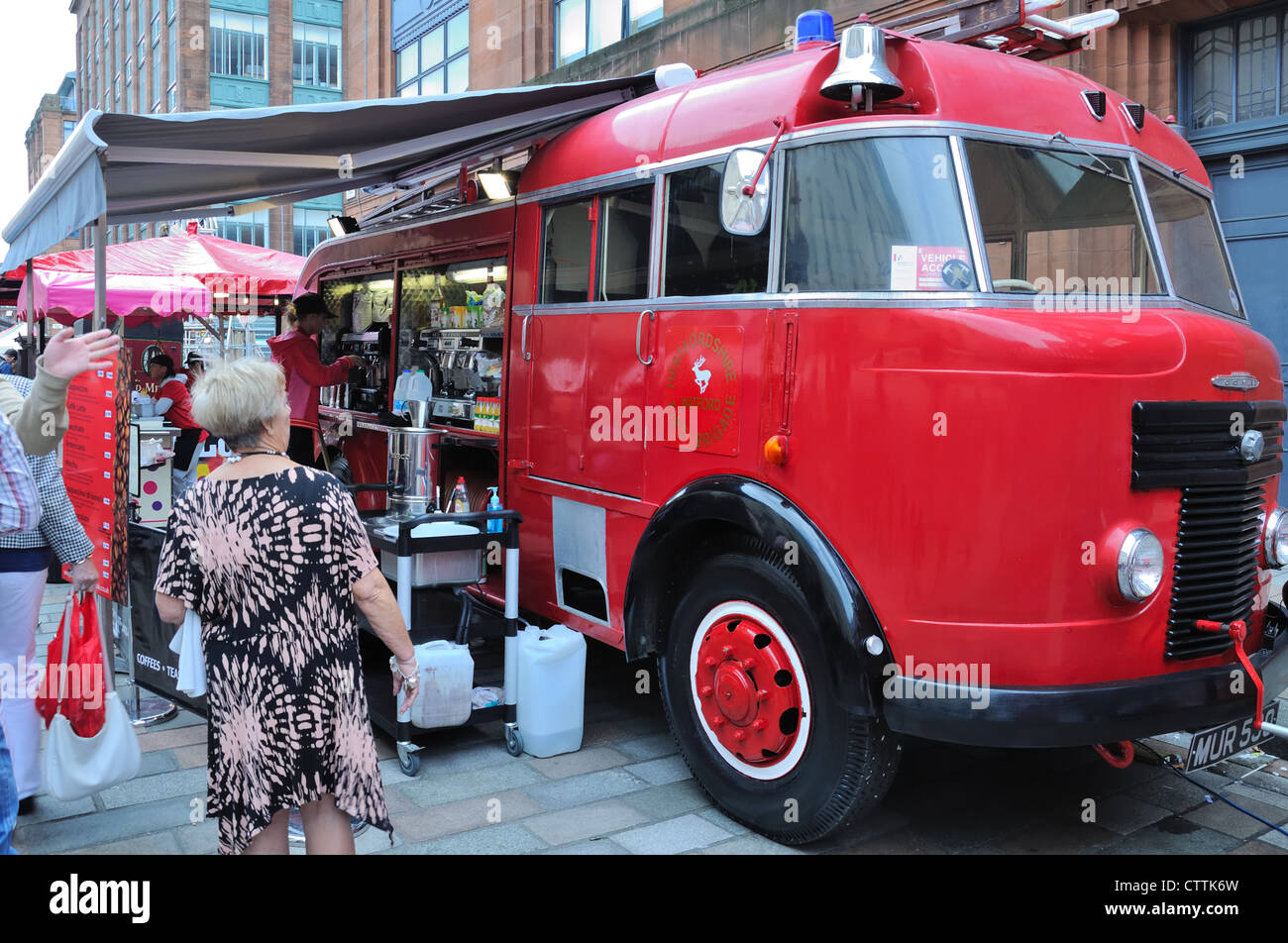 Old fire engine converted to a coffee shop Stock Photo - Alamy