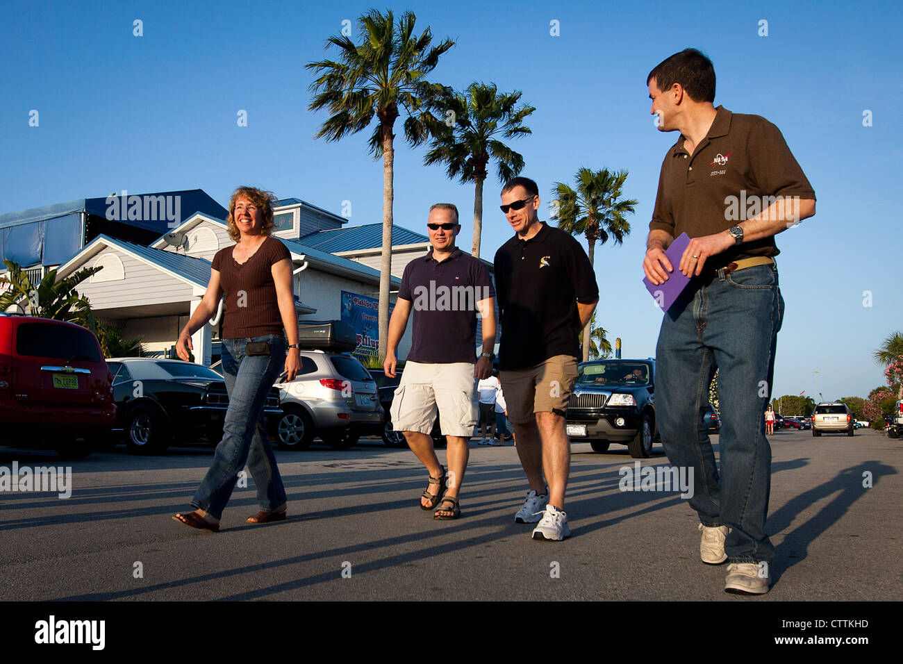 NASA astronauts, from left, Sandy Magnus, Doug Hurley, Chris Ferguson ...