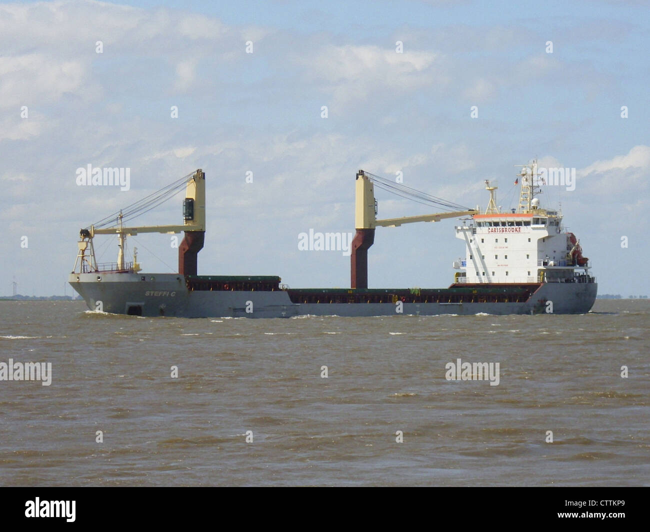 The general cargo ship 'Steffi C' is seen inbound on the Weser River ...
