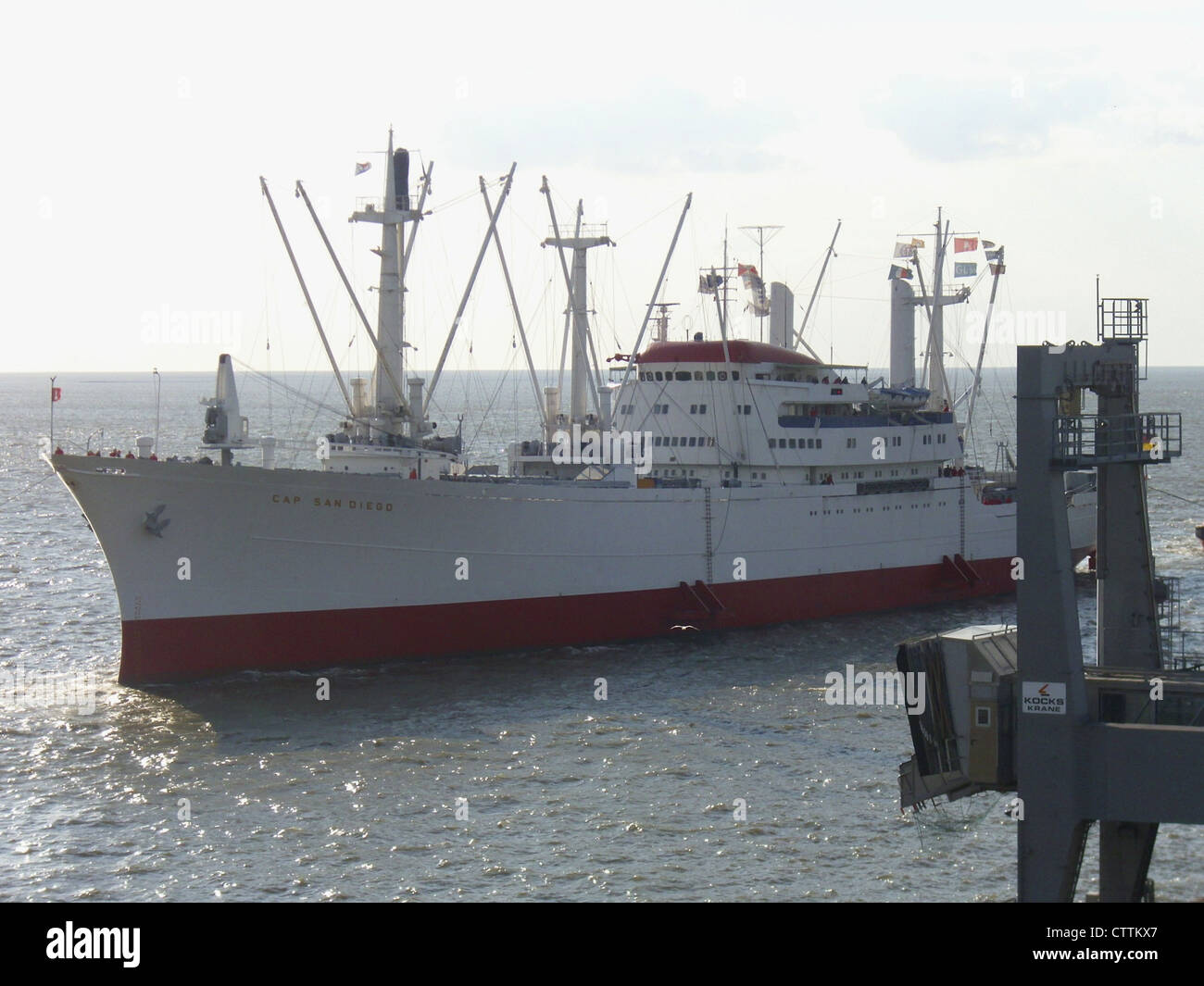 The museum ship Cap San Diego arrives in Bremerhaven, Germany, where it ...