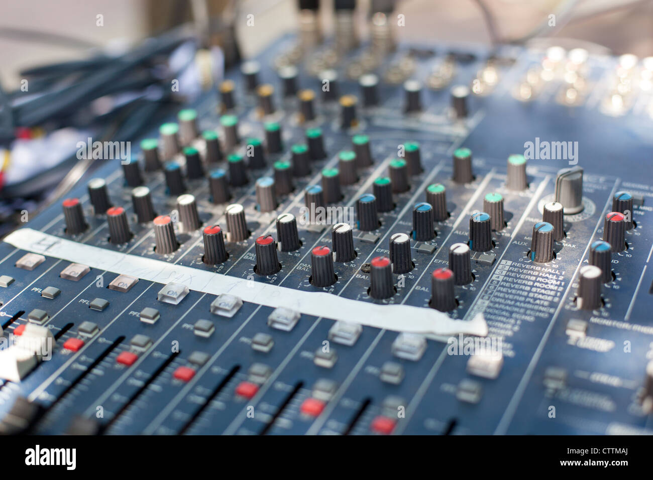 Professional sound mixer control desk, closeup Stock Photo - Alamy