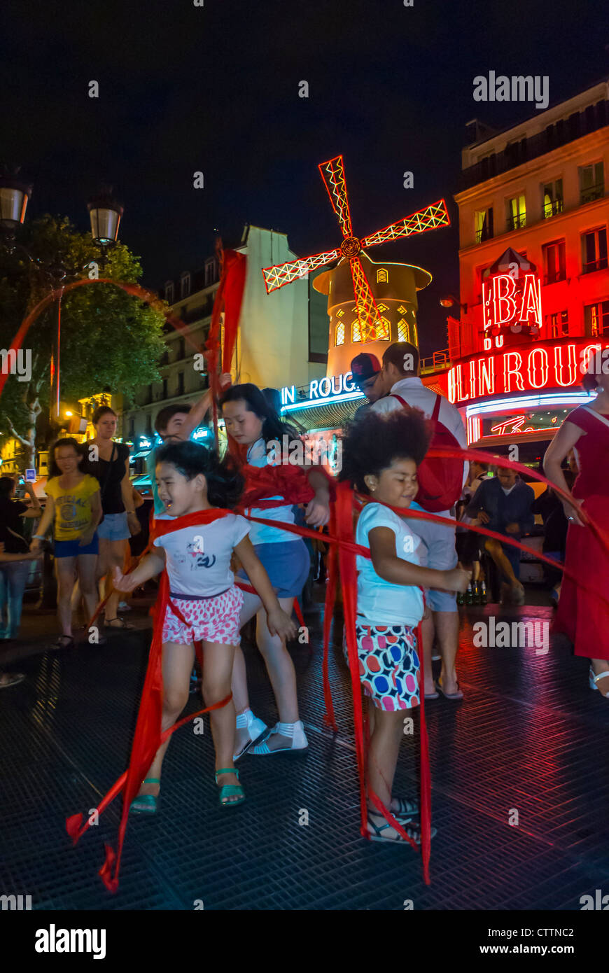 Paris, France, Pigalle Area, at Night, Children Playing on Subway ...