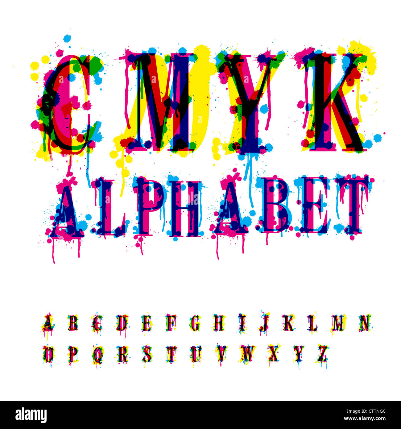 CMYk alphabet. Composition from unrecognized different letters and ...