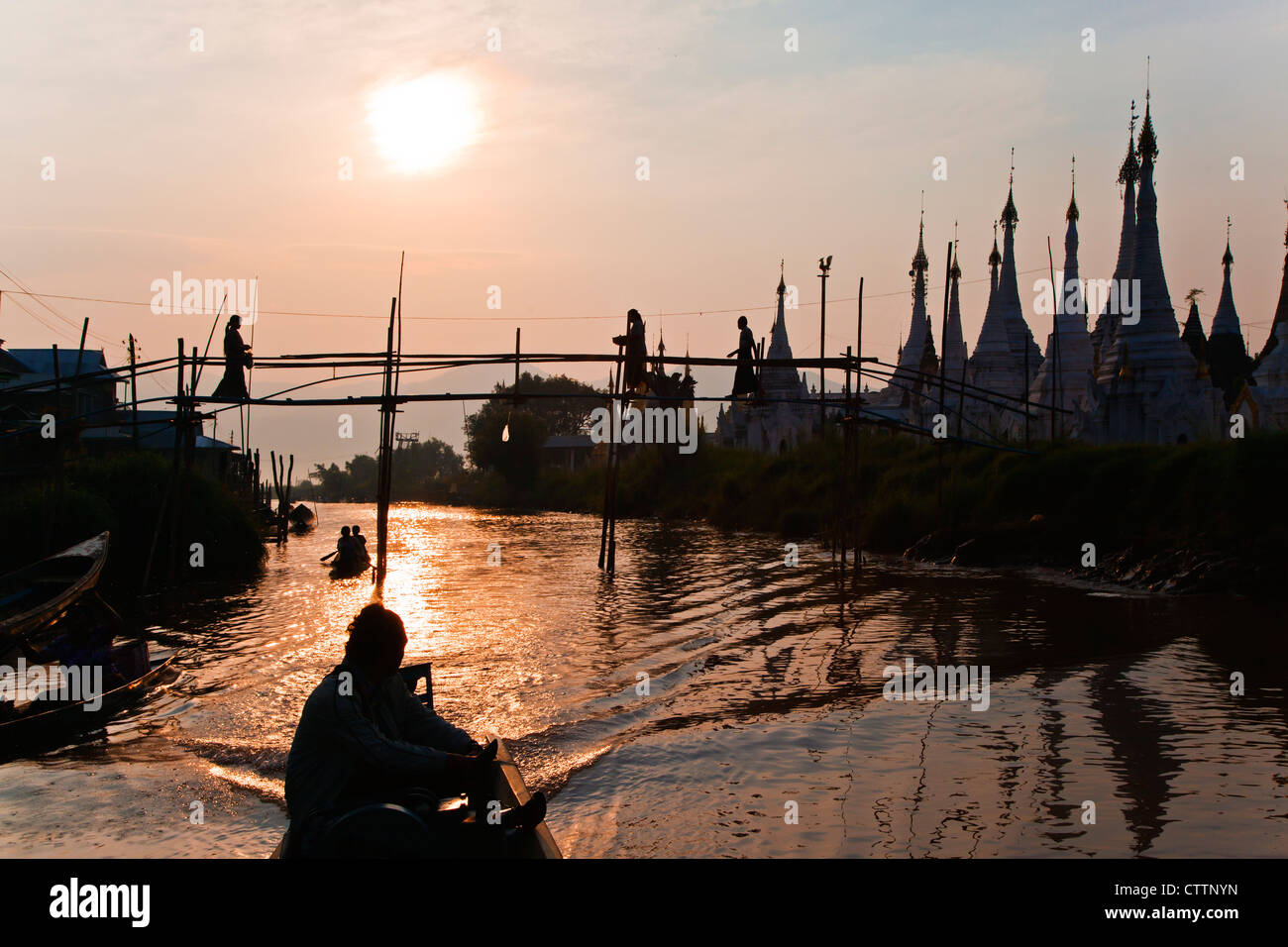 Hand made WOODEN BOATS are the main form of transportation on INLE LAKE ...