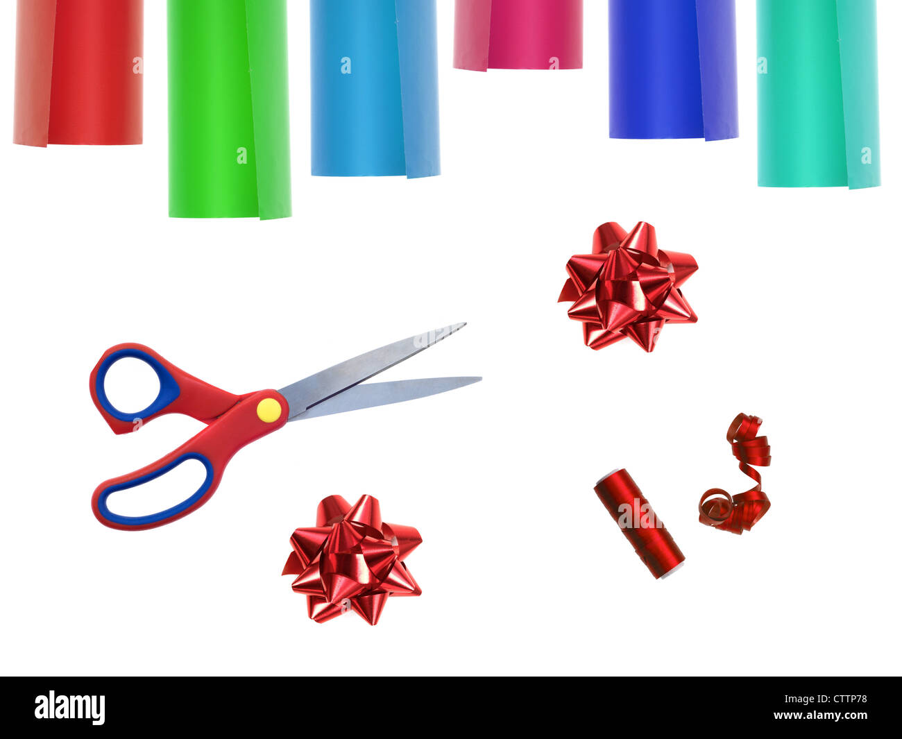 Christmas gift wrapping isolated against a white background Stock Photo ...
