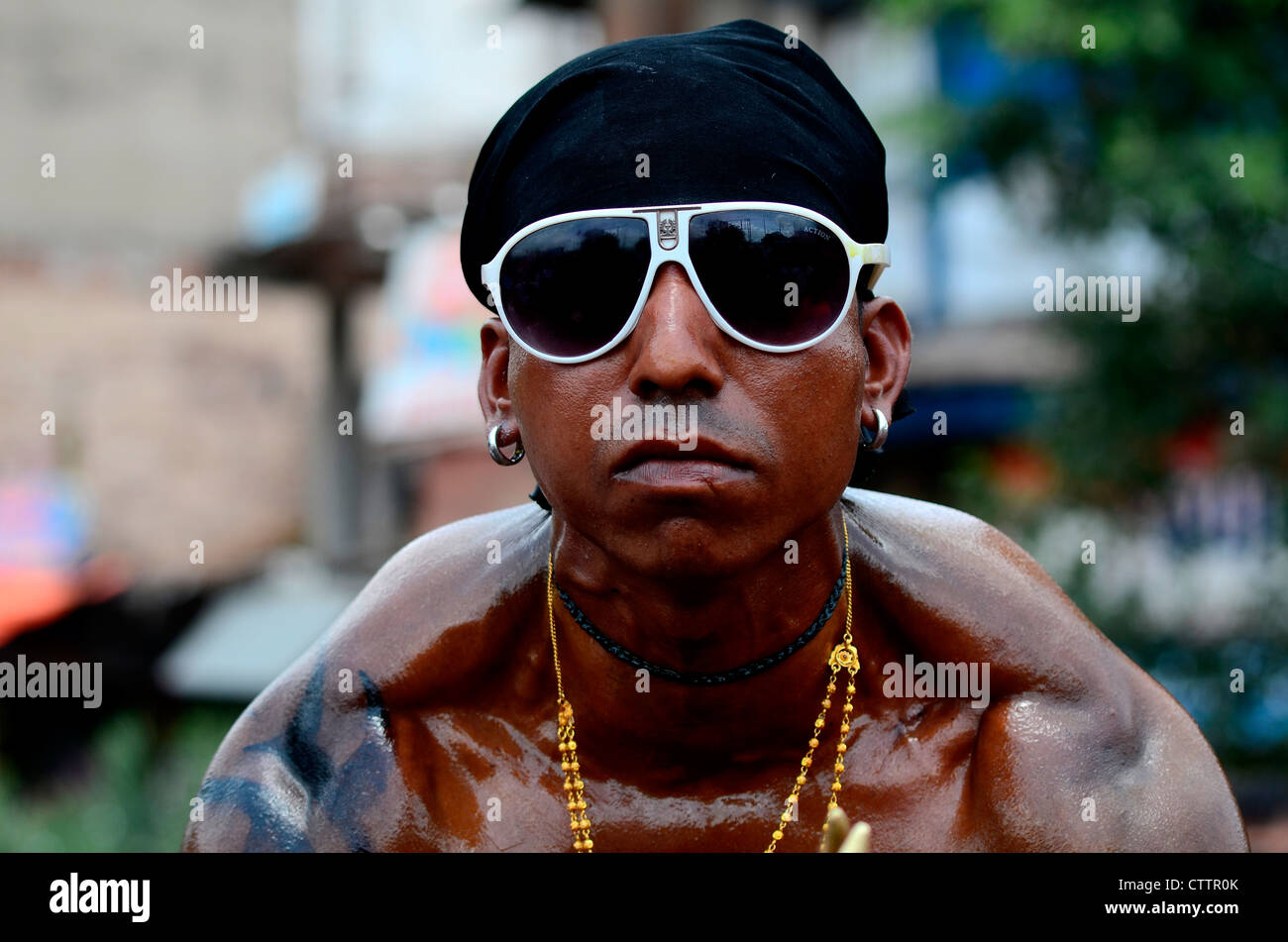 wrestler showing body muscle Stock Photo - Alamy