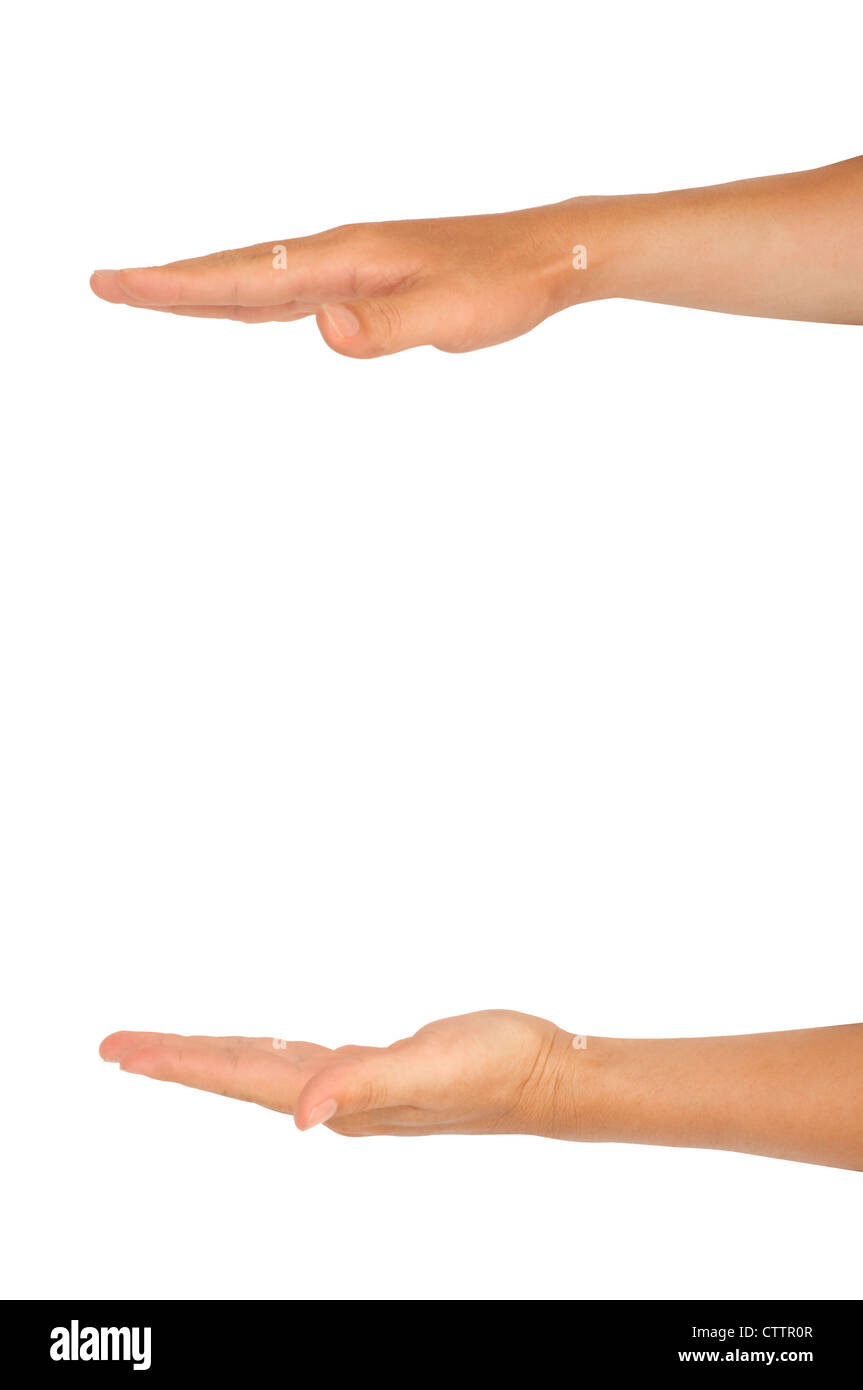 a pair of isolated hands as gestures of measuring or sizing Stock Photo ...