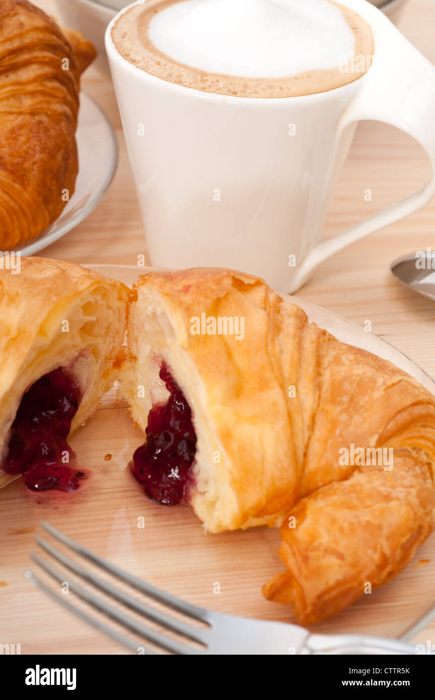 fresh croissant french brioche and coffee typical traditional Italian ...