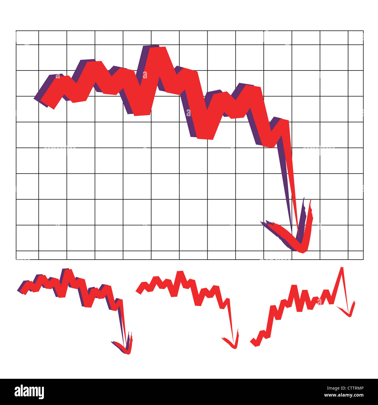 stocks index downward arrow vector, indicate decline and sharp turn ...